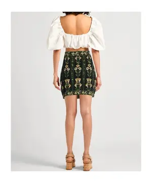 Farm Rio Floral Button-detailed Midi Skirt