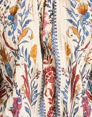 Farm Rio Long-sleeved Printed Tie Neck Blouse