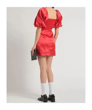 GANNI Puff Sleeve Dress With Square Neck And Zipper Closure