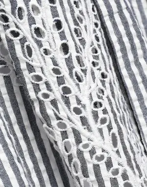 Tory Burch Striped Lace Woven Short-sleeve Dress