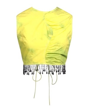GANNI Sleeveless Beaded Crop Top - Yellow