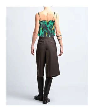 GANNI Sleeveless Floral Print Top With Deep Neckline