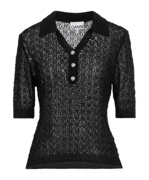 GANNI Button-embellished Short Sleeve Knit Top