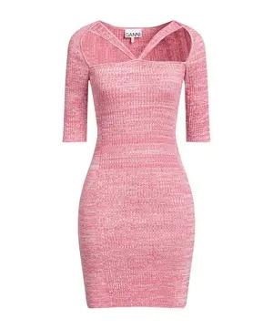 GANNI Crewneck Bodycon Dress - Pink