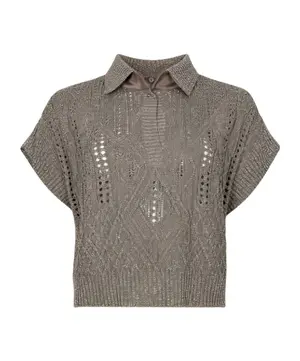 D.exterior Button-up Knit Sweater - Gray