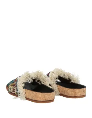 Chloé Jacquard Slide Sandals With Fringe Detail