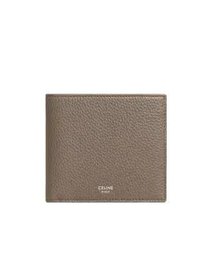 Celine Bi-fold Wallet In Grained Calfskin - Brown