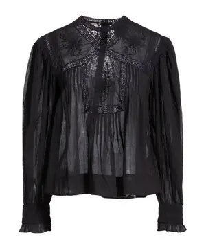 Farm Rio Long-sleeved Top With Floral Pattern And Lace Details