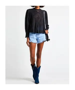 Farm Rio Long-sleeved Top With Floral Pattern And Lace Details