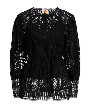 Farm Rio Lace Belted Long Sleeve Top
