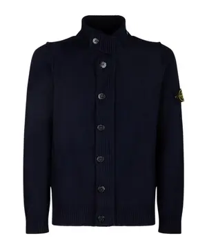 Stone Island Logo Knitted Cardigan - Blue