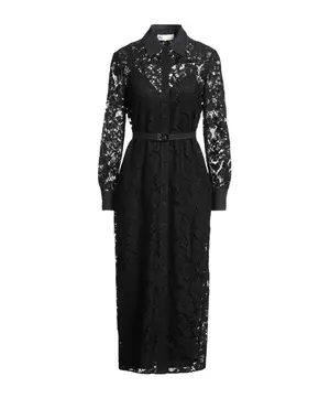 Tory Burch Solid Color Lace Shirt Dress - Black