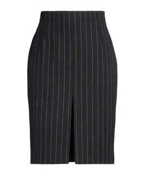 Saint Laurent Striped Wool Midi Skirt