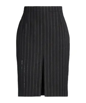 Saint Laurent Striped Wool Midi Skirt