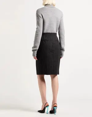 Saint Laurent Striped Wool Midi Skirt