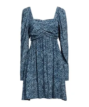 GANNI Floral Print Long Sleeve Square Neck Dress