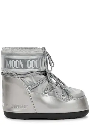 Moon Boot Padded Metallic Satin Snow Boots - Gray
