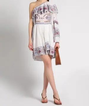 Isabel Marant Étoile One-shoulder Embroidered Tiered Mini Dress