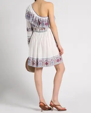 Isabel Marant Étoile One-shoulder Embroidered Tiered Mini Dress