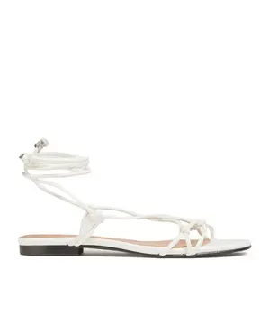 GANNI Strappy Square Toe Flat Sandals With Tie Fastening
