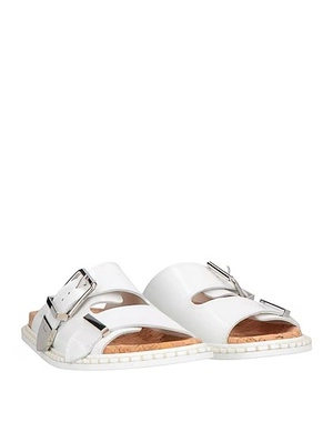 Chloé Glossy Leather Buckled Flat Sandals
