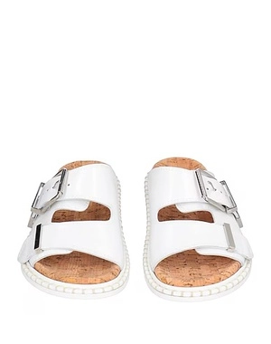 Chloé Glossy Leather Buckled Flat Sandals