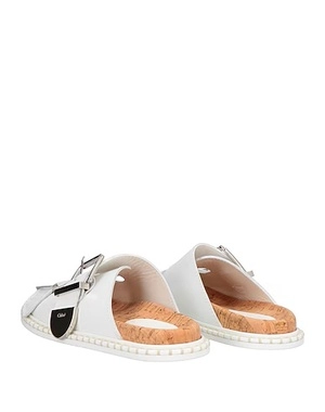 Chloé Glossy Leather Buckled Flat Sandals