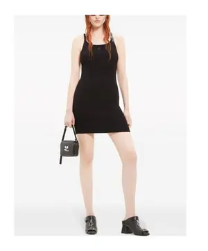 COURREGES Rib Knit U-neck Mini Dress