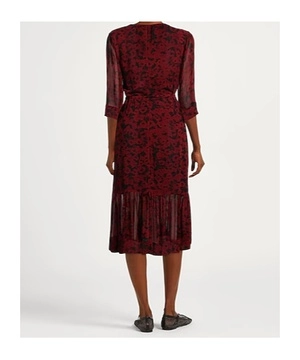 GANNI Georgette Two-tone V-neck Midi Wrap Dress