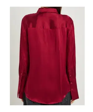 ANINE BING Amanda Silk-blend Shirt - Red