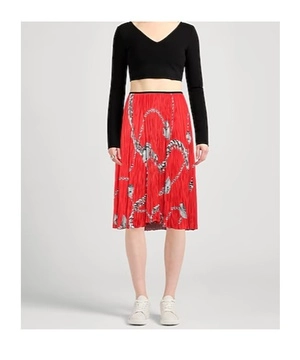 Burberry Pleated Midi Skirt With Chain Print