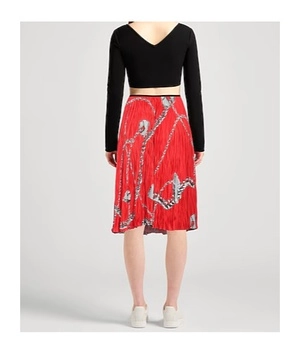 Burberry Pleated Midi Skirt With Chain Print