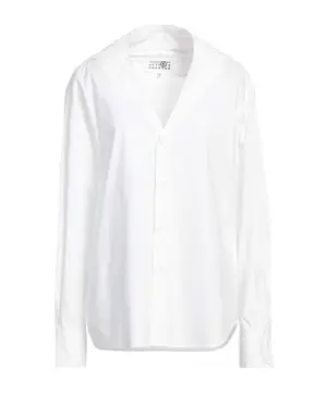 MAISON MARGIELA Solid Color V-neck Shirt - White