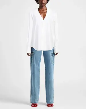 MAISON MARGIELA Solid Color V-neck Shirt
