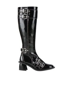 GANNI Shiny Round-toe Knee-high Buckled Boots
