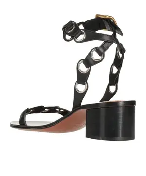 Chloé Round Toe Block Heel Sandals - Black