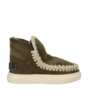Mou Sewing Detail Round Toe Ankle Boots