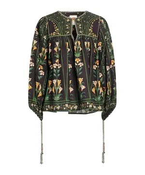 Farm Rio Long-sleeved Floral Print Blouse
