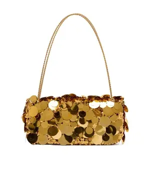 Rabanne Embellished Metallic Leather Shoulder Bag - Brown