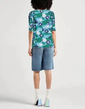 Marni Printed Short-sleeve Crepe Top