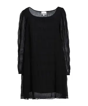 GANNI Long-sleeve Ruched Dress - Black
