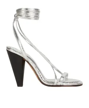 Isabel Marant Étoile Metallic Snake-print Leather High-heel Sandals - White
