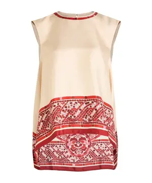 La DoubleJ San Carlo Printed Silk-twill Top - Nude