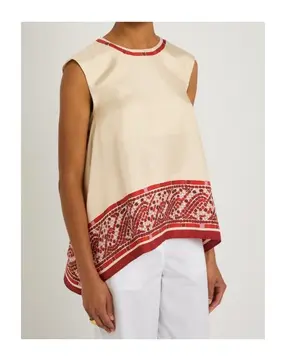 La DoubleJ San Carlo Printed Silk-twill Top