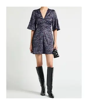 GANNI Short Sleeve V-neck Dress