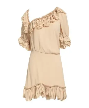 Saint Laurent Minimalist Ruffled Dress - Nude