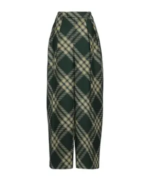 Burberry Plaid Wide-leg Wool Trousers
