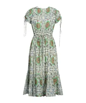 Tory Burch Printed Crepe Short Sleeve Dress - Gray