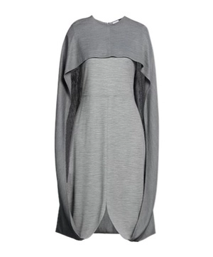 Burberry Jersey Cape Dress With Round Neck And Short Sleeves - Gray