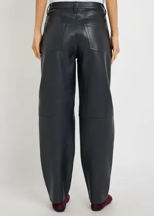 FRAME The Leather Neat Barrel-leg Leather Trousers